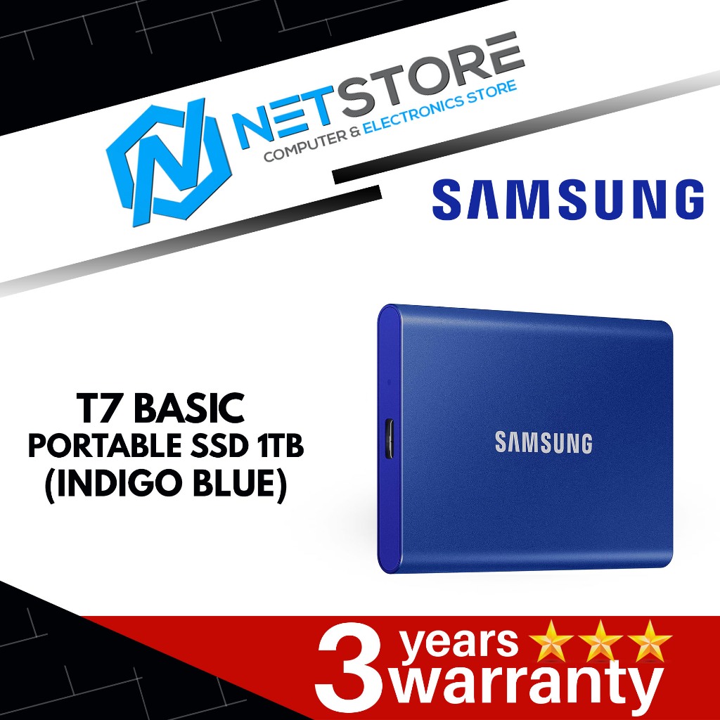 SAMSUNG T7 BASIC PORTABLE SSD 1TB - INDIGO BLUE - MU-PC1T0H/WW | Shopee ...