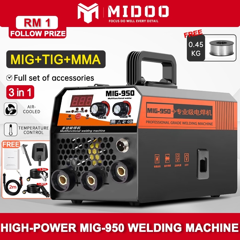 Mig Welding Set Mesin Welding Gasless MIG/MMA 3IN1 Portable Inverter ...