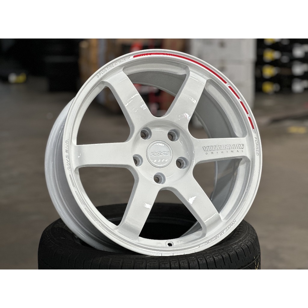 New 18x9.5J AOW TE37 SAGA Rim (set of 4) 5x120 White for Civic Type R ...