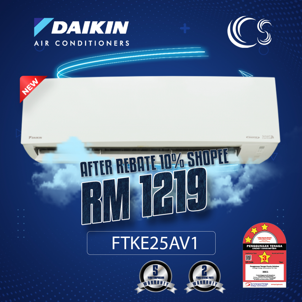 DAIKIN FTKE NEW 2024 INVERTER 3 STAR MODEL WITH R32 GAS & BUILD IN WIFI ...