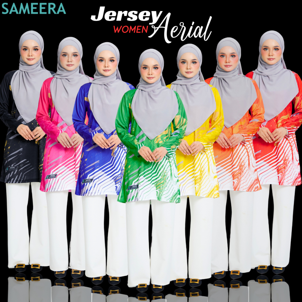 [READY STOCK] Jersey Aerial Sukan Muslimah Women Microfibre Black Pink ...