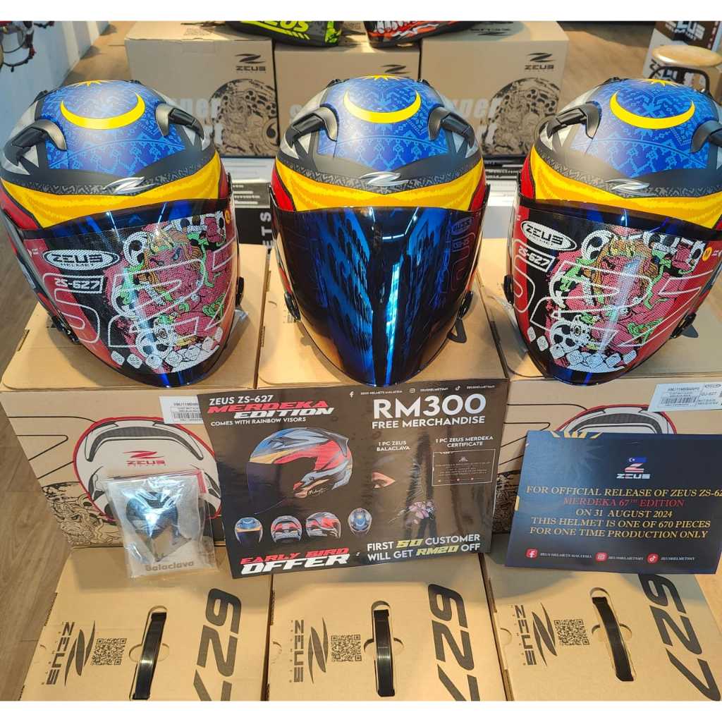 ZEUS HELMET MERDEKA ZEUS 627 MATT LIMITED EDITION | Shopee Malaysia