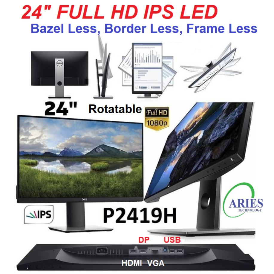 Refurbish Dell & HP Monitor Full HD IPS LED Screens Frame Less with ...