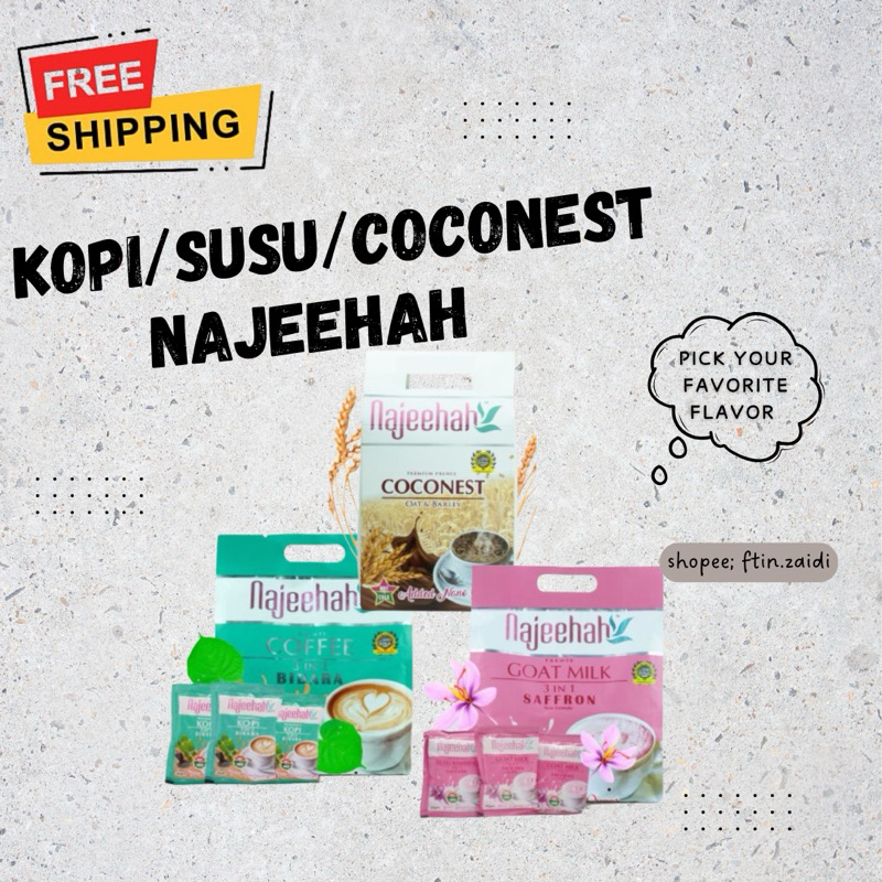 Coconest Putih Kopi Bidara Hijau Susu Hijau Kambing Safron Pink Najah Najeehah Sachet Paket ...