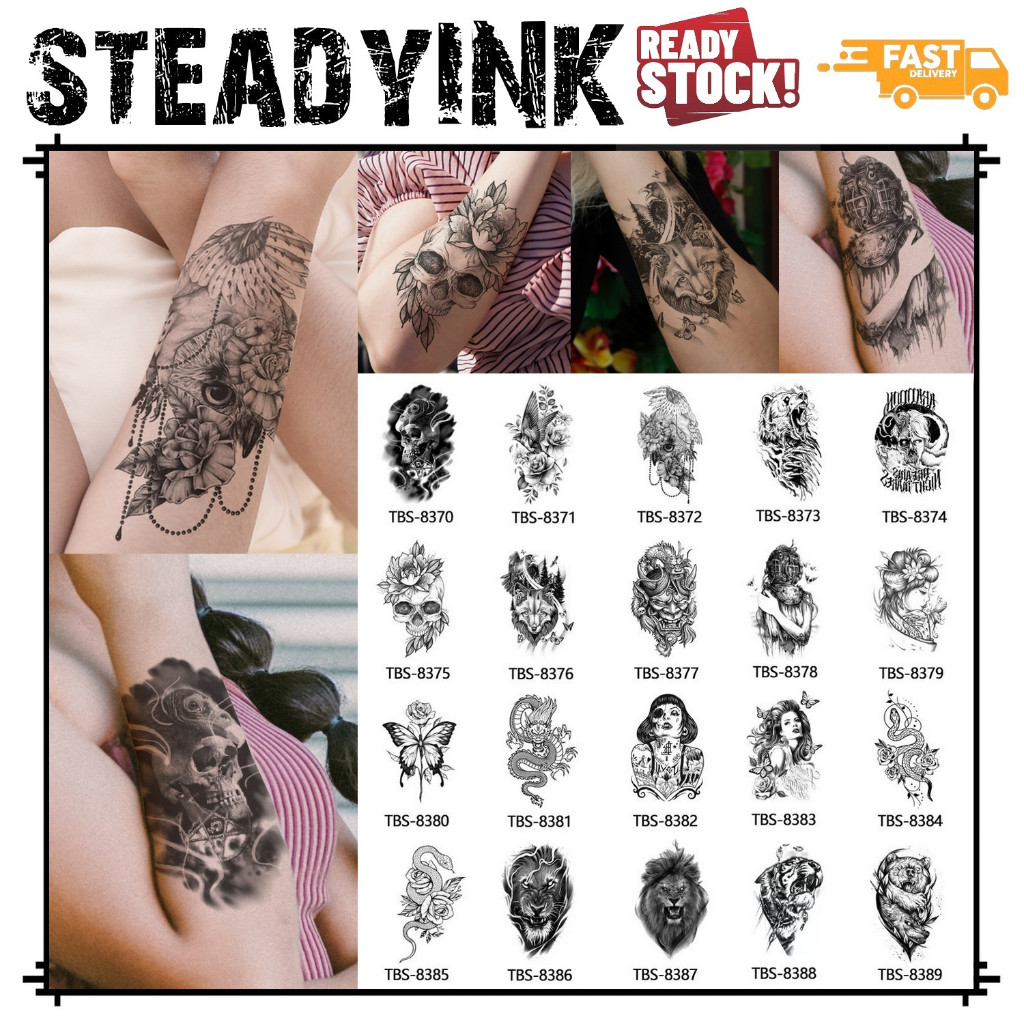 [𝚂𝚝𝚎𝚊𝚍𝚢𝙸𝙽𝙺] Tattoo Sticker Tatu Pelekat| Lasting Waterproof | Flower ...
