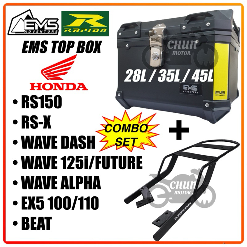 Motorcycle EMS TOX Box (Aluminium Design) + Rapido Monorack Honda RS150 ...