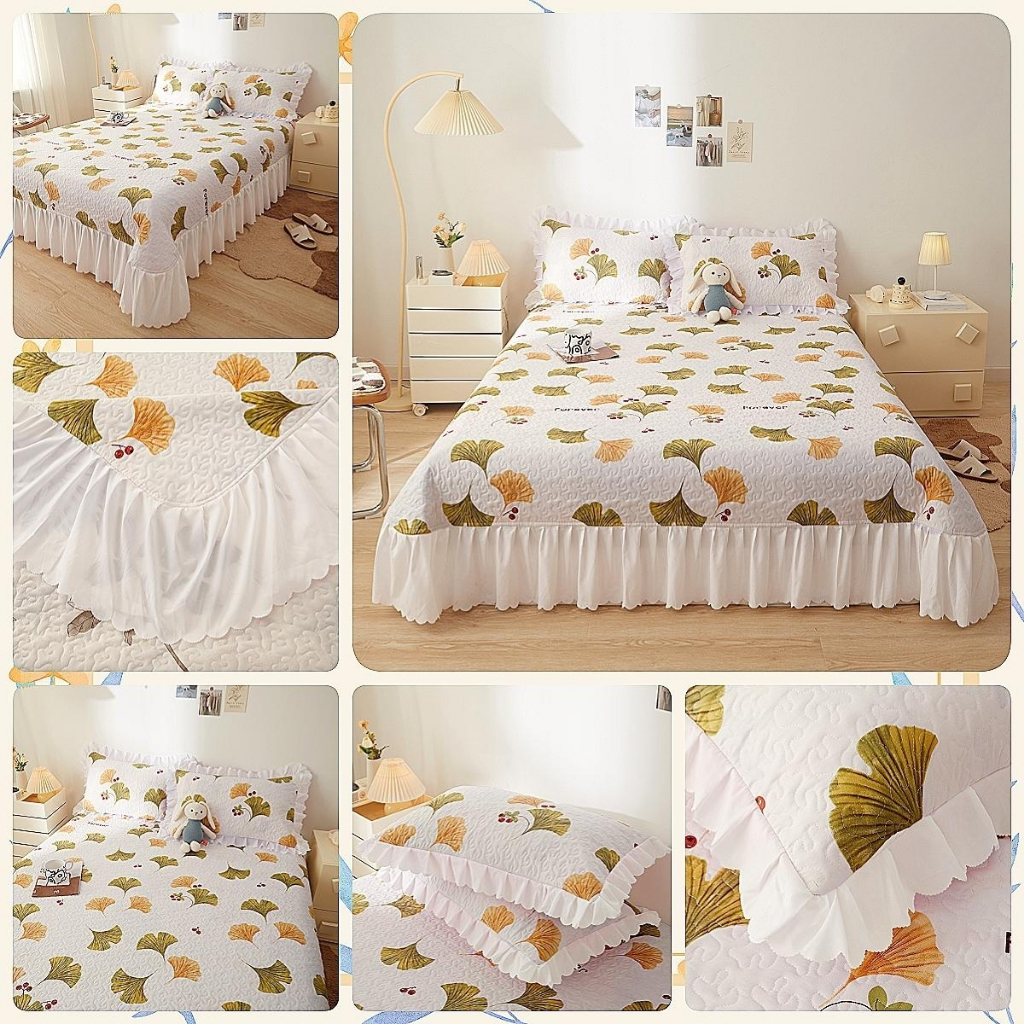 【Readystock】3in1 Cadar Ropol SET Quilted Ruffles Patchwork/ Size ...