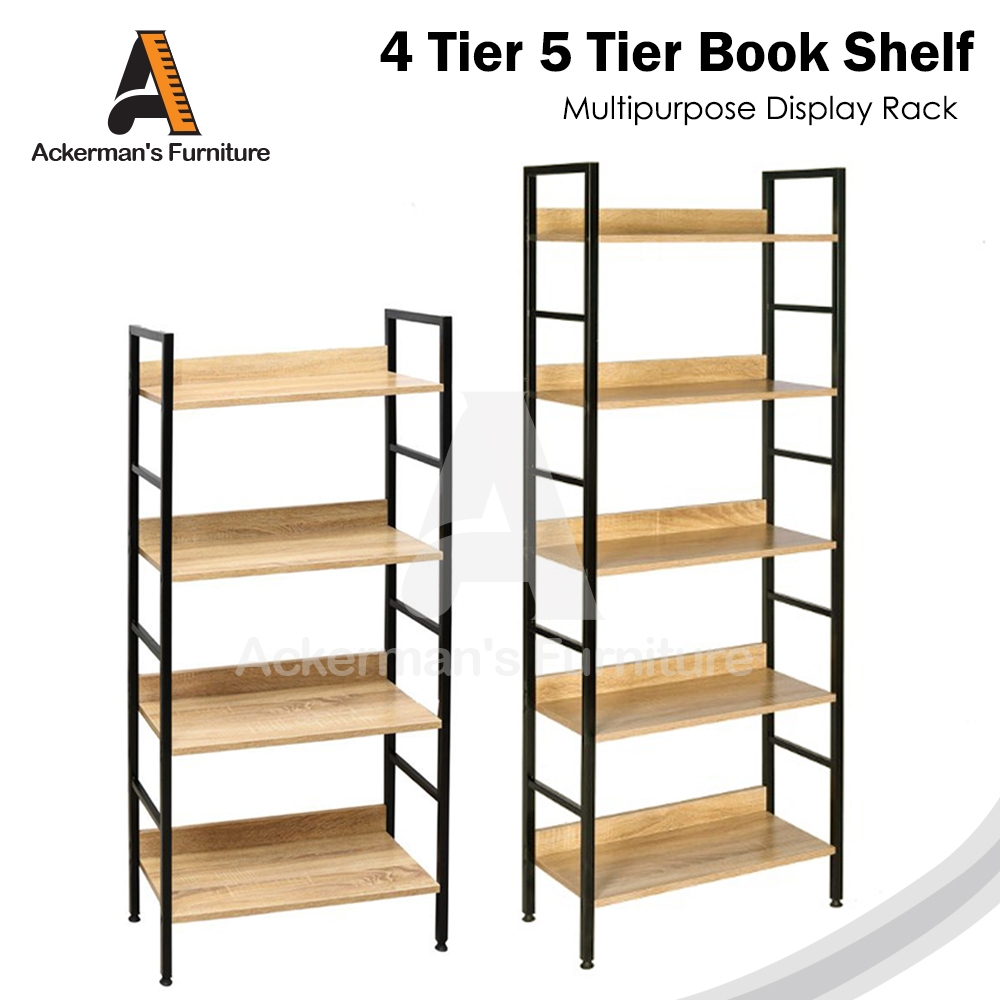 ACKERMAN 4 Tier 5 Tier Multipurpose Book Shelf Metal Frame Display Rack ...