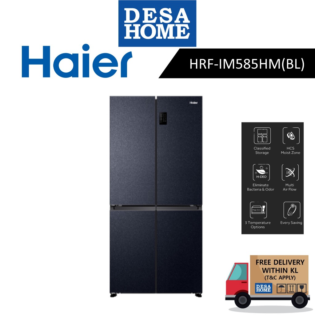 (FOC SHIPPING WITHIN KL) HAIER HRF-IM585HM(BL) 529L 4 DOORS TWIN ...