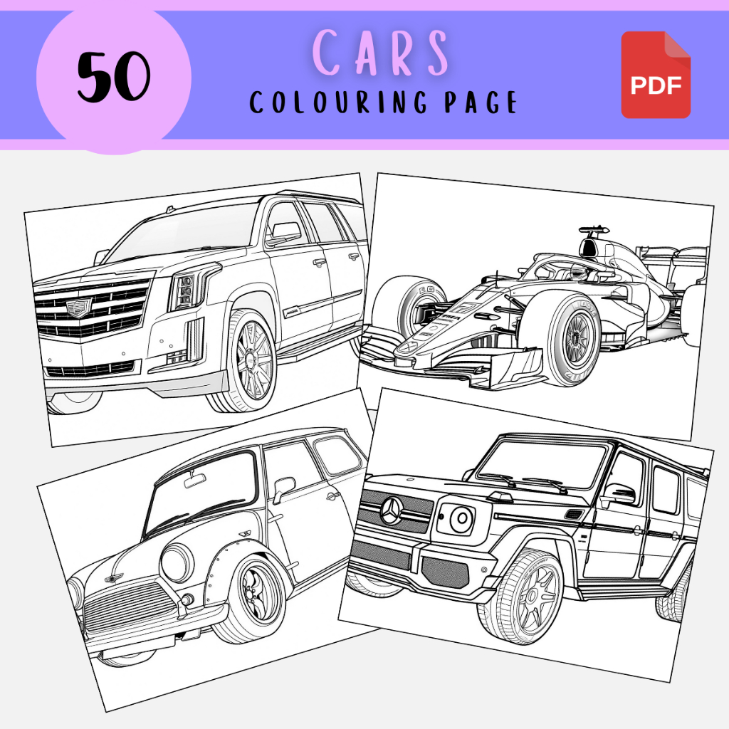 [PDF] A094 Cars Colouring Pages | Adult Colouring Book | Shopee Malaysia