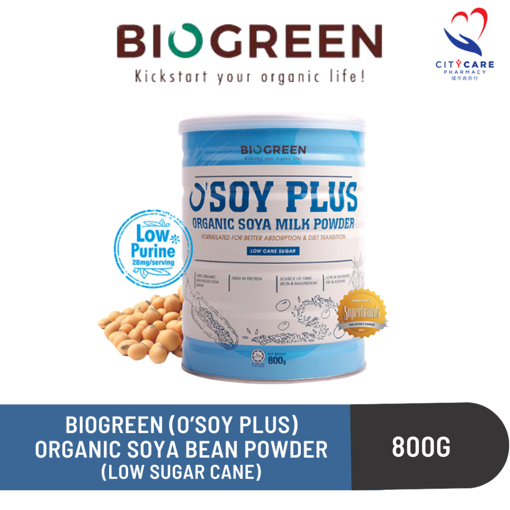 Biogreen O'Soy Plus Organic Soya Milk Powder 800g (Low Cane Sugar ...