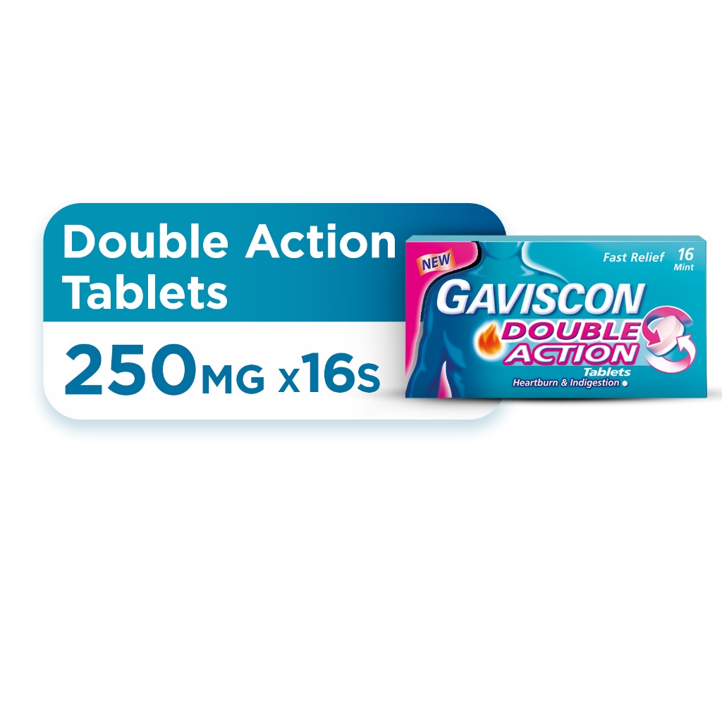 Gaviscon Double Action Tablet 250mg x 16s (Fast relief from heartburn ...
