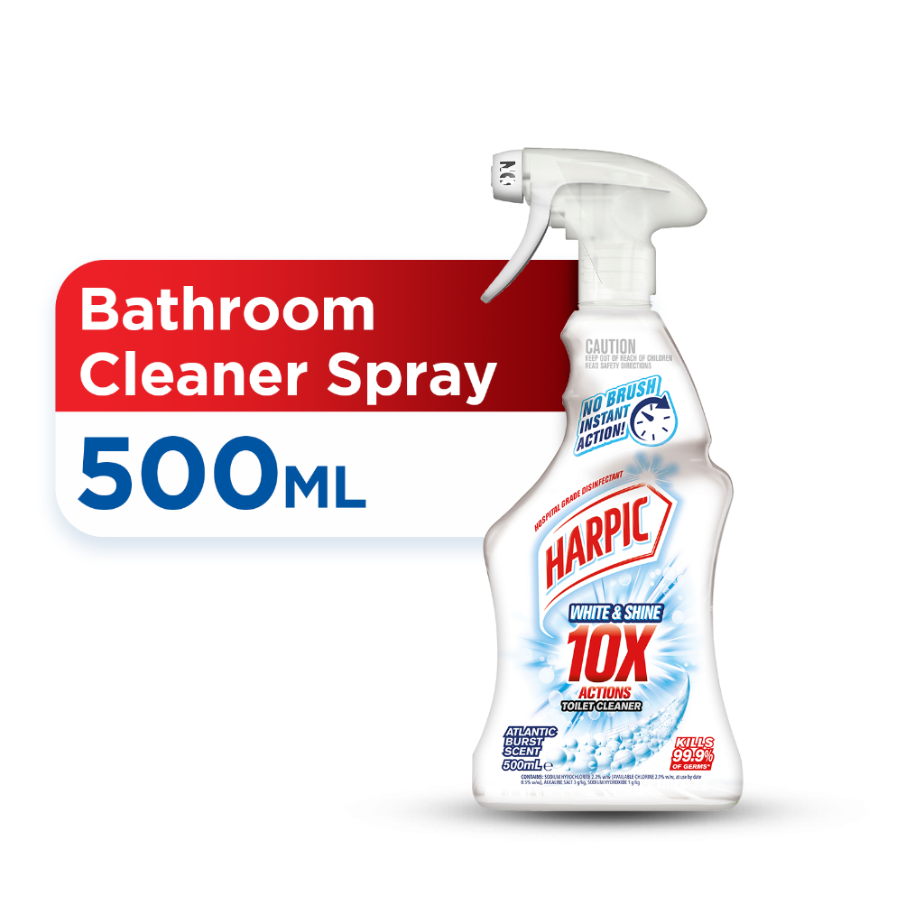 Harpic White & Shine Bathroom Cleaner Spray (500ml) [10X Actions Toilet ...