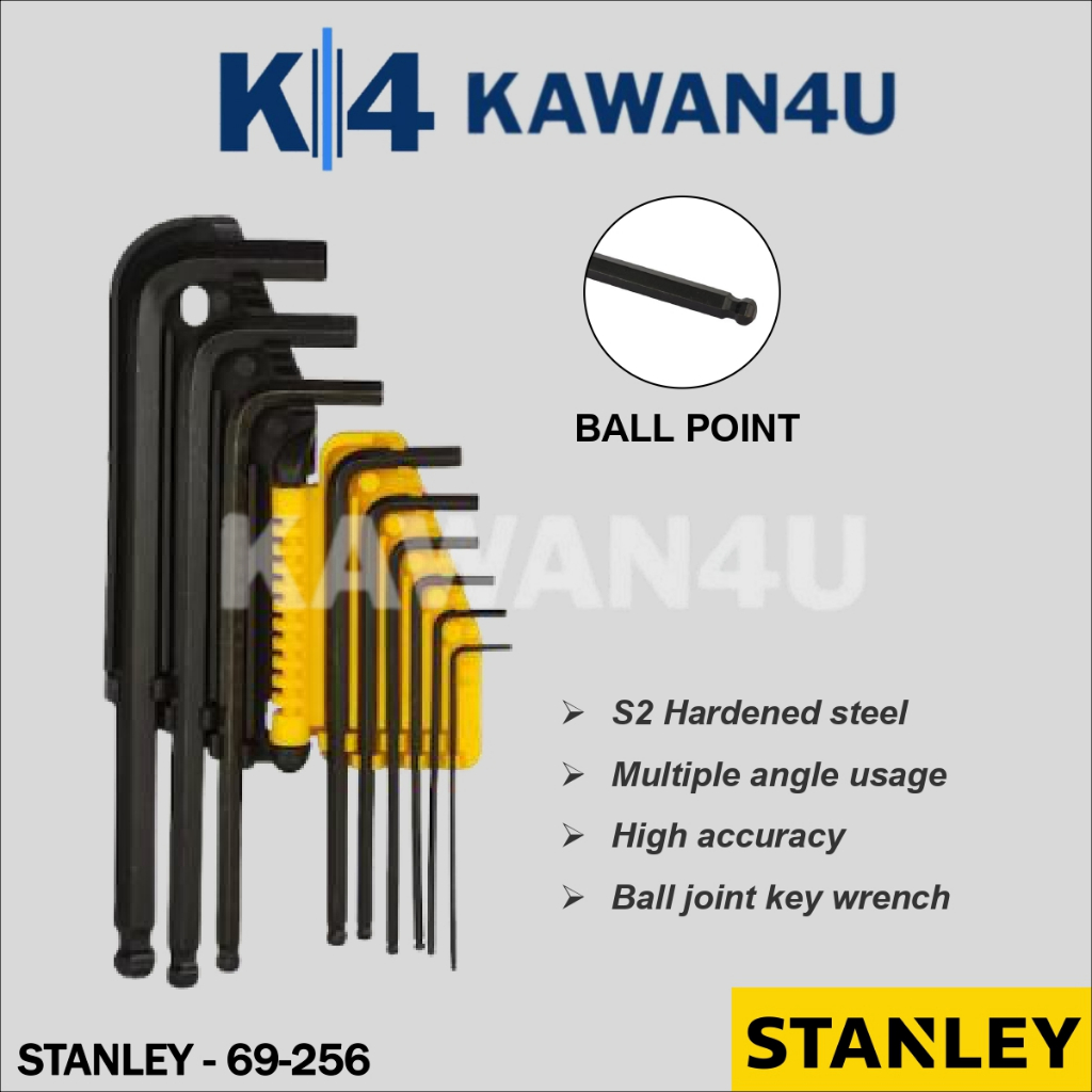 [1.5mm-10mm] STANLEY 69-256 Allen Key Hex Ball Joint Ball Head 9pcs ...
