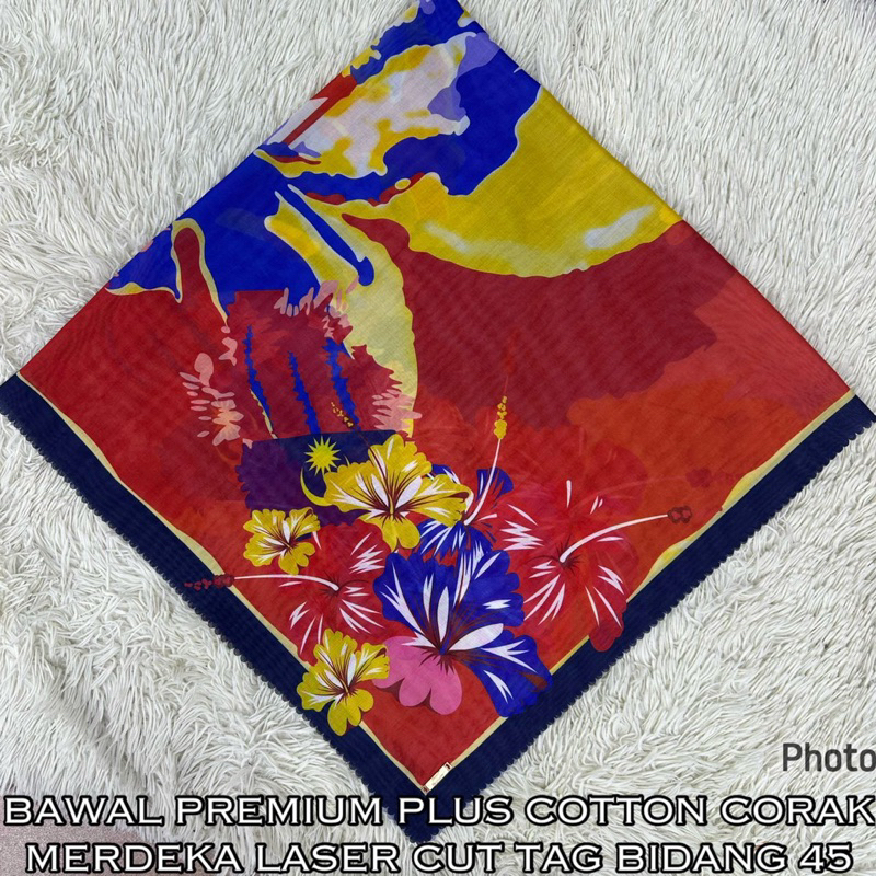 BAWAL MERDEKA /PREMIUM PLUS COTTON CORAK MERDEKA /LASERCUT BIDANG 45 ...