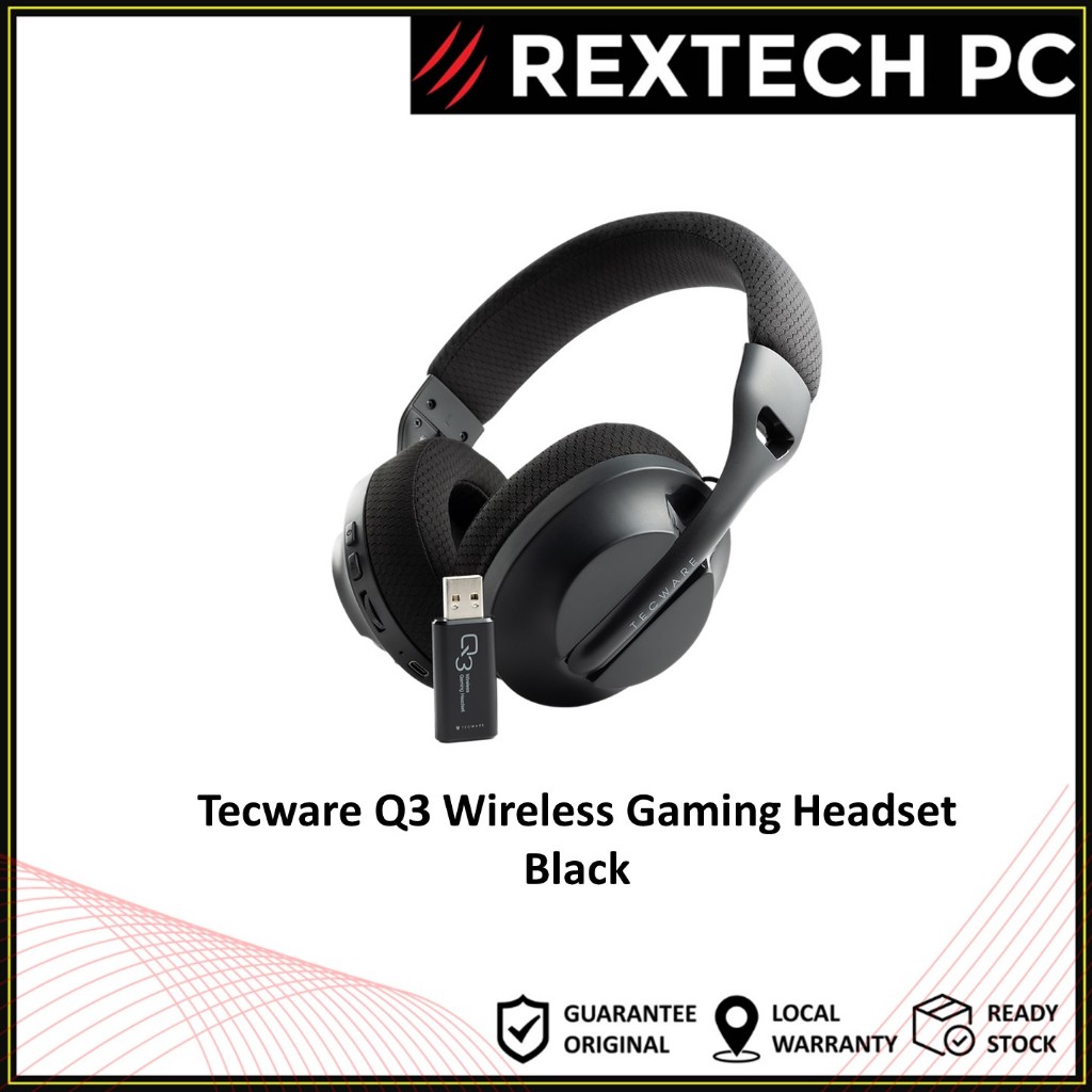 Tecware Q3 Wireless Light-Weight Gaming Headset - Black [ 2.4Ghz / Bluetooth / USB Wired ...