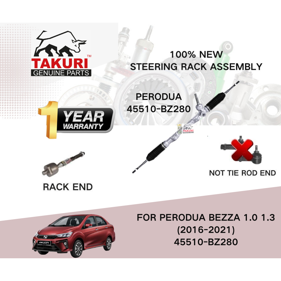 100% NEW STEERING RACK ASSY ASSEMBLY 45510-BZ280 FOR PERODUA BEZZA 1.0 ...