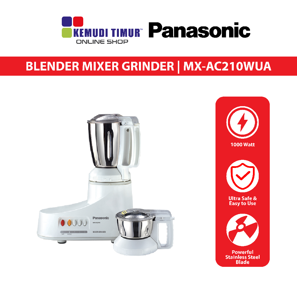PANASONIC MIXER GRINDER BLENDER 1000W 2 JARS HEAVY DUTY MOTOR (WHITE ...