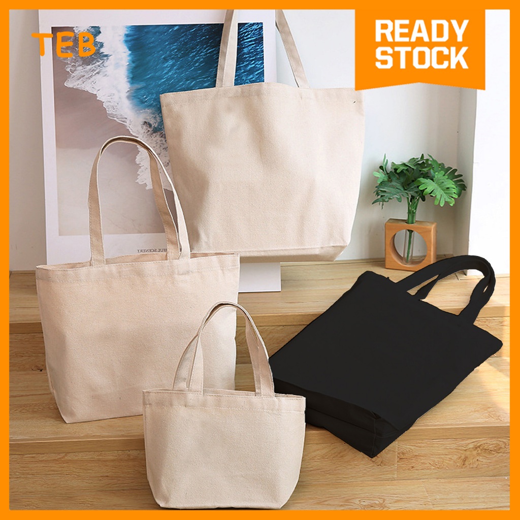 Plain Canvas Tote Bag Large Eco Cotton | Beg Kanvas Kosong Kapas DIY ...
