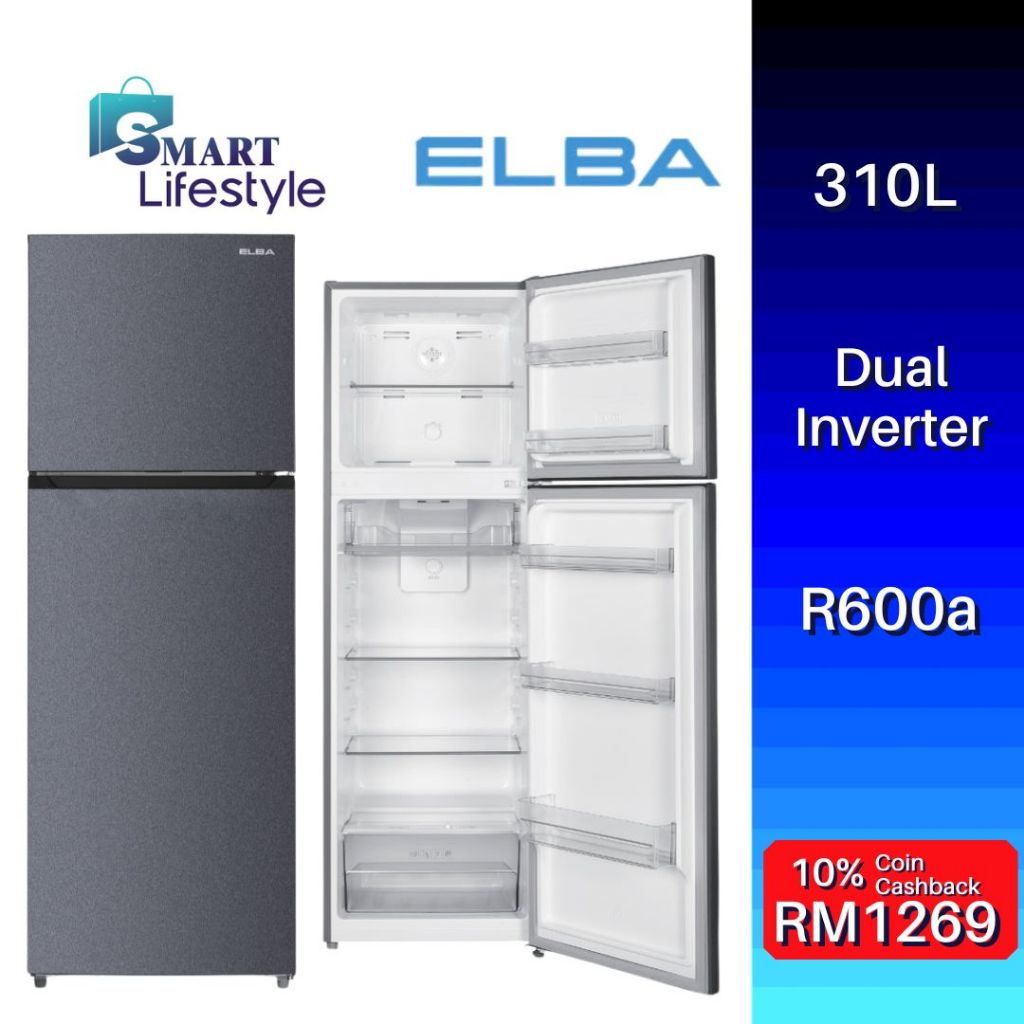 Elba Dual Inverter 2 Door Refrigerator (310L) ER-Q3157IN(GR) | Shopee ...