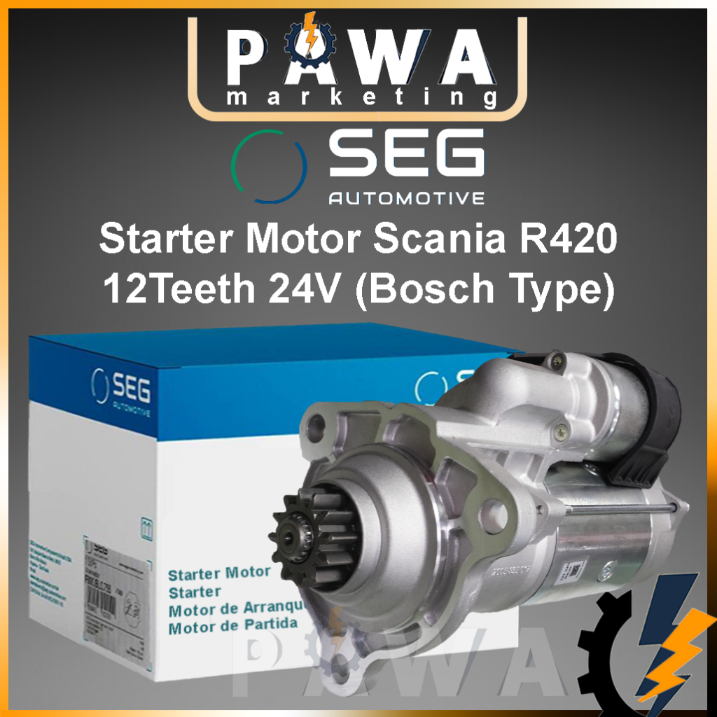 Pawa SEG Starter Motor 12Teeth Scania Bosch Type R420 24V 5.5KW STR ...