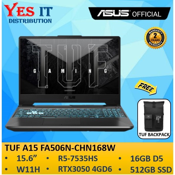 ASUS TUF A15 FA506N-FRHN666W / FA506N-CHN168W GAMING LAPTOP (R5-7535HS ...