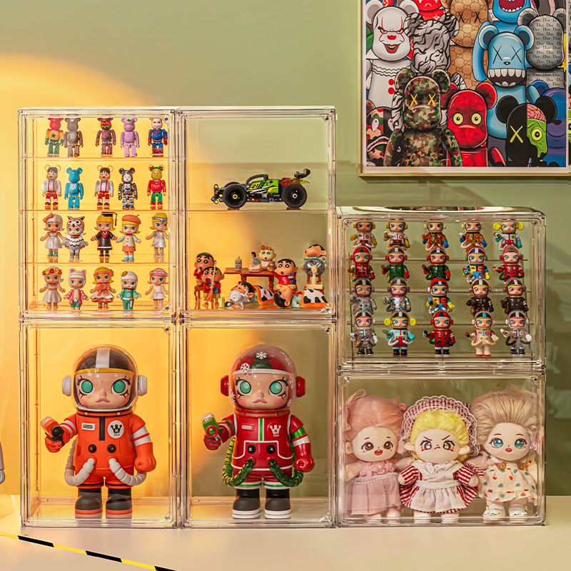 Popmart Transparent Toy Storage Box Acrylic Display Case Boxes Magnetic ...