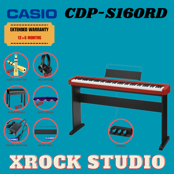Casio CDP-S160 88-key Digital Piano & Headphone - Red ( CDPS160 / CDP ...