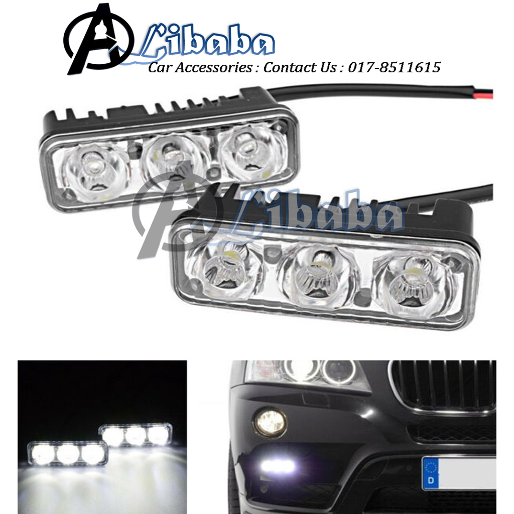 [2 PCS] DRL 3 LED Daytime Daylight Lights 12v | Shopee Malaysia