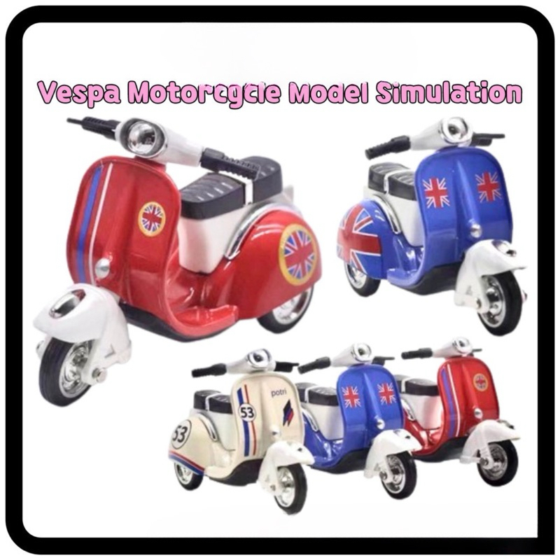 Ready Stock !!! Vespa Motorcycle Model Simulation Retro Toy …… | Shopee ...