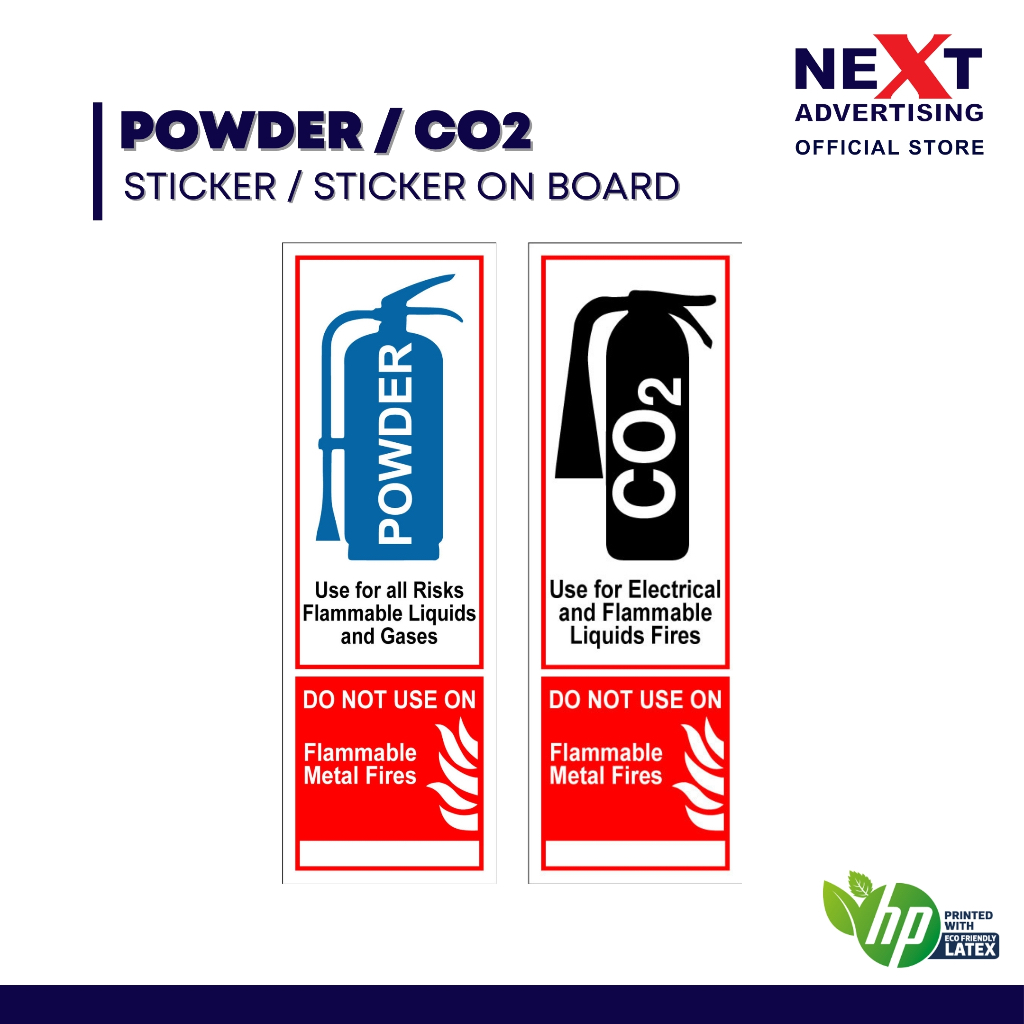 Powder / Carbon Dioxide (CO2) Fire Extinguisher Safety Signage ...