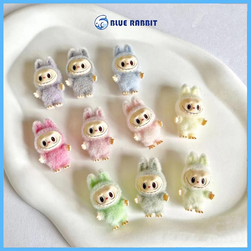 BlueRabbit Flocking Labubu Dolls, Mainan Labubu Kartun Berbondong ...