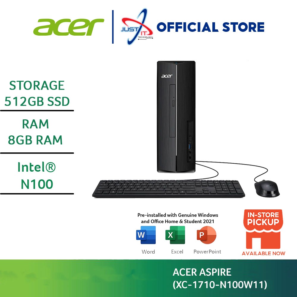 ACER Aspire Desktop PC (N100/8GD4/512SSD) XC-1710-N100W11 | Shopee Malaysia