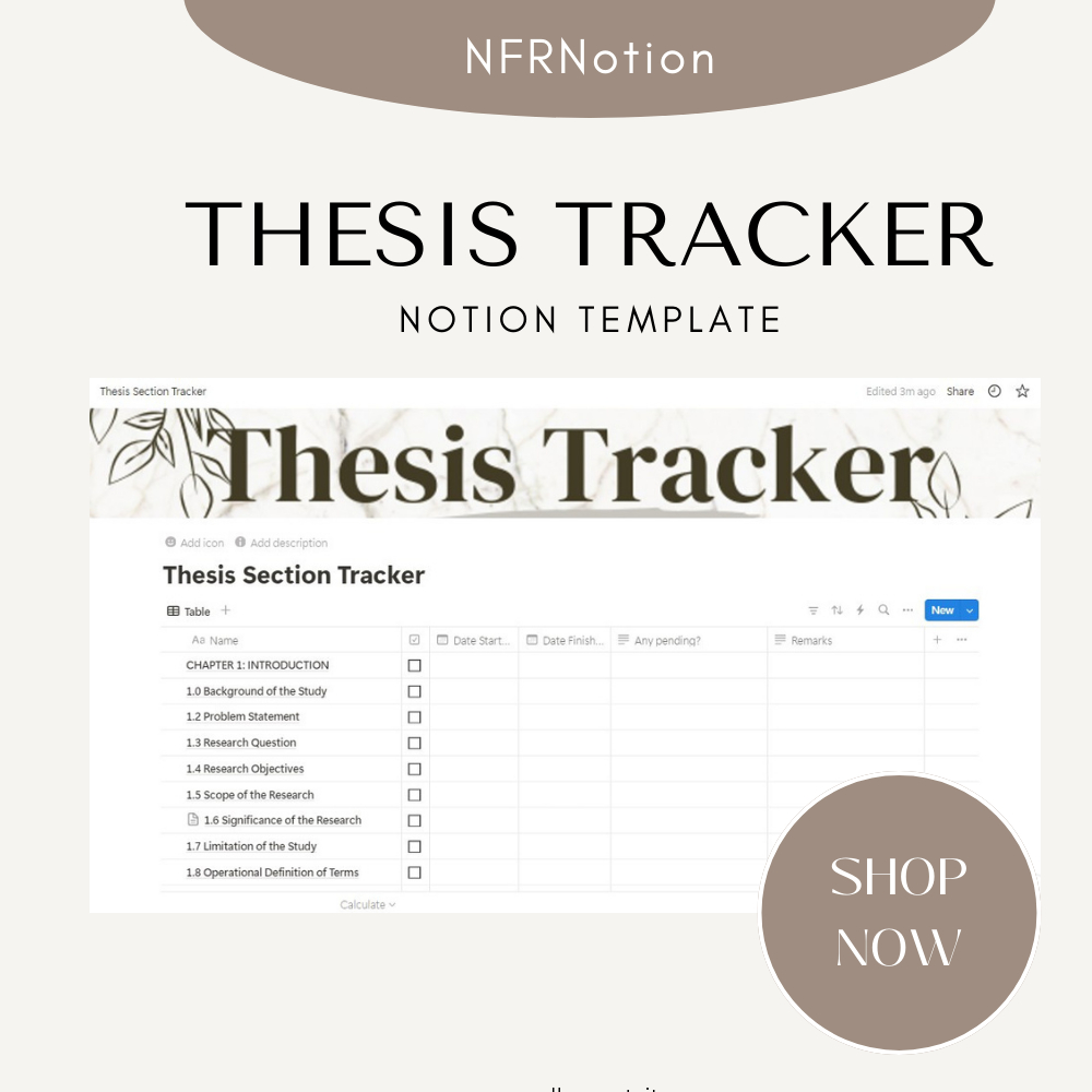 Thesis Tracker Notion Template | Shopee Malaysia