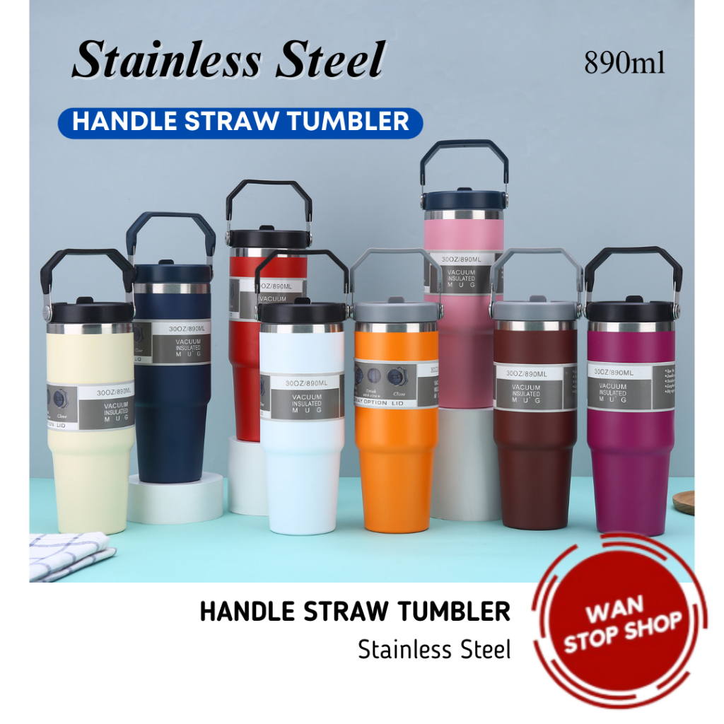 890ML Stainless Steel Insulated Vacuum Tumbler Botol Air Tahan Sejuk Handheld Thermos | Shopee ...