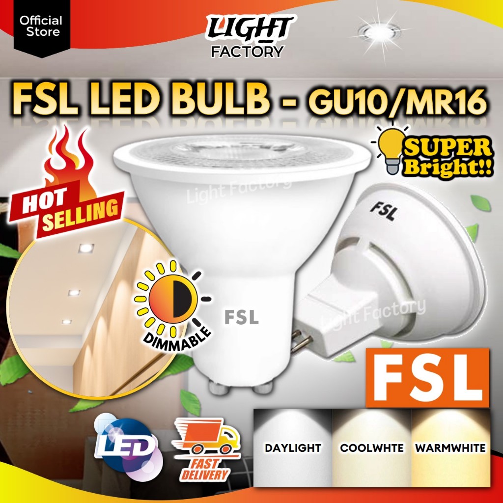 [PREMIUM] HIGH QUALITY FSL GU10 MR16 LED Bulb Eyeball Spotlight 5W 7W Dimmable Spot Light Bulb ...
