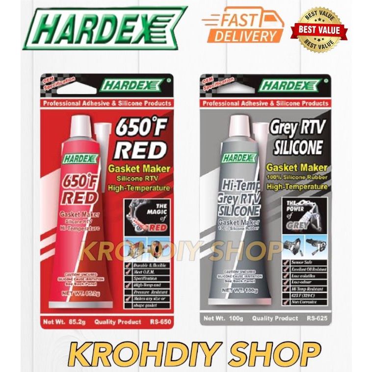 HARDEX RS625 Grey RTV Silicon Gum Gasket Maker & RED GASKET MAKER ...