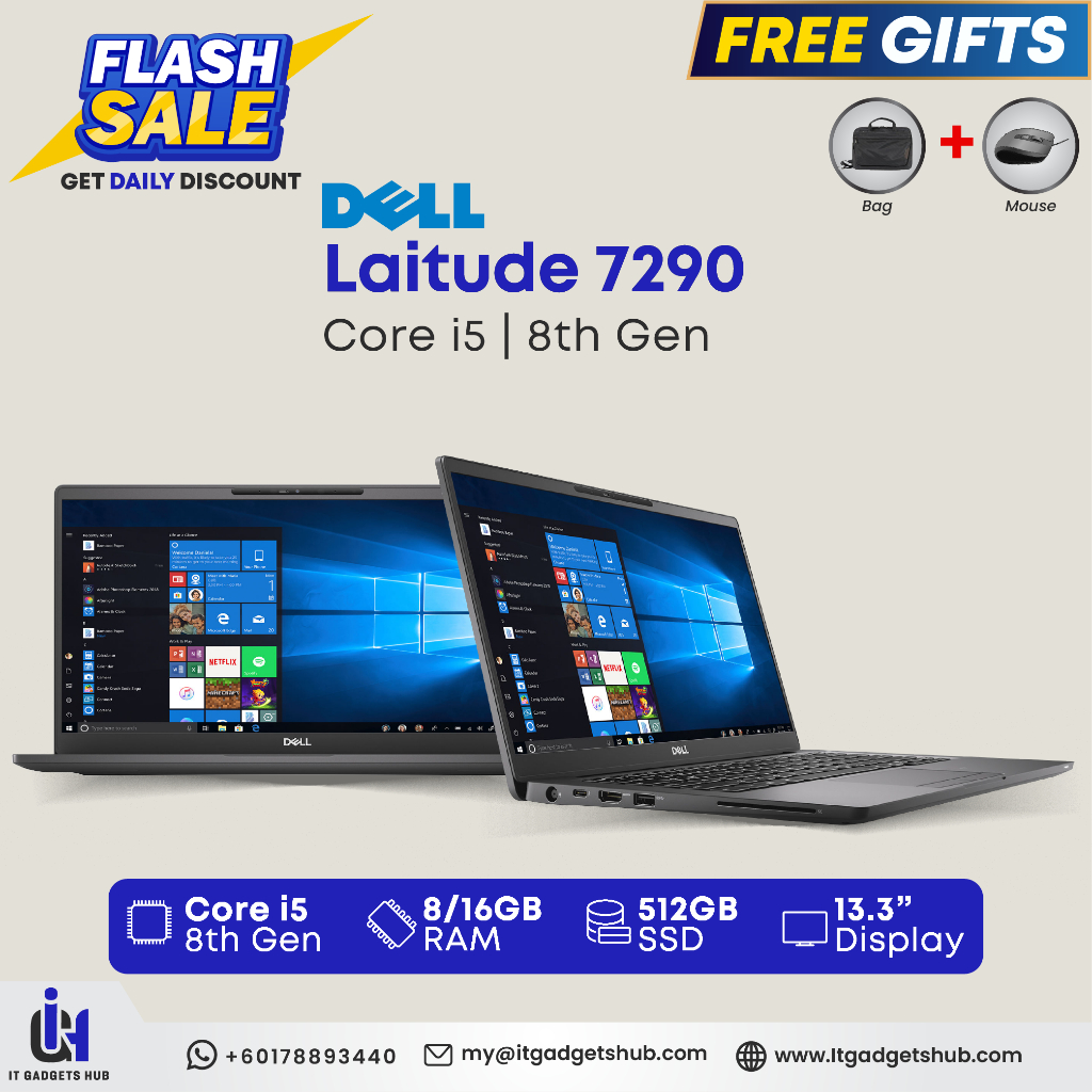 Dell Latitude 7290 Laptop | Intel Core i5-8th Gen 13.3" Display | 8GB ...