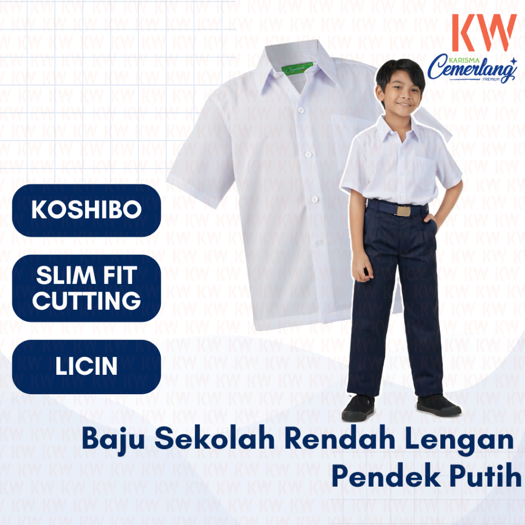 CEMERLANG Baju Uniform Sekolah Rendah Lengan Pendek Putih Koshibo ...