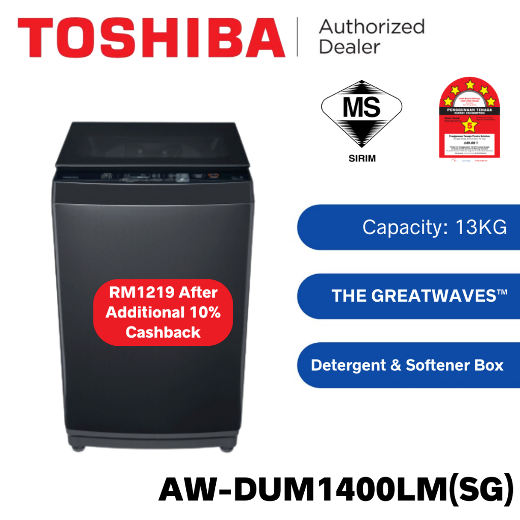 [FREE SHIPPING] TOSHIBA 13KG Inverter Fully Auto Top Load Washing ...