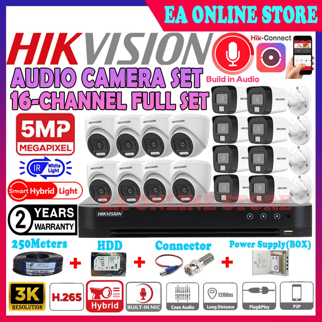 HIKVISION Dual Light Full Complete Set 🌟16-CHANNEL🌟 3K Smart Hybrid ...