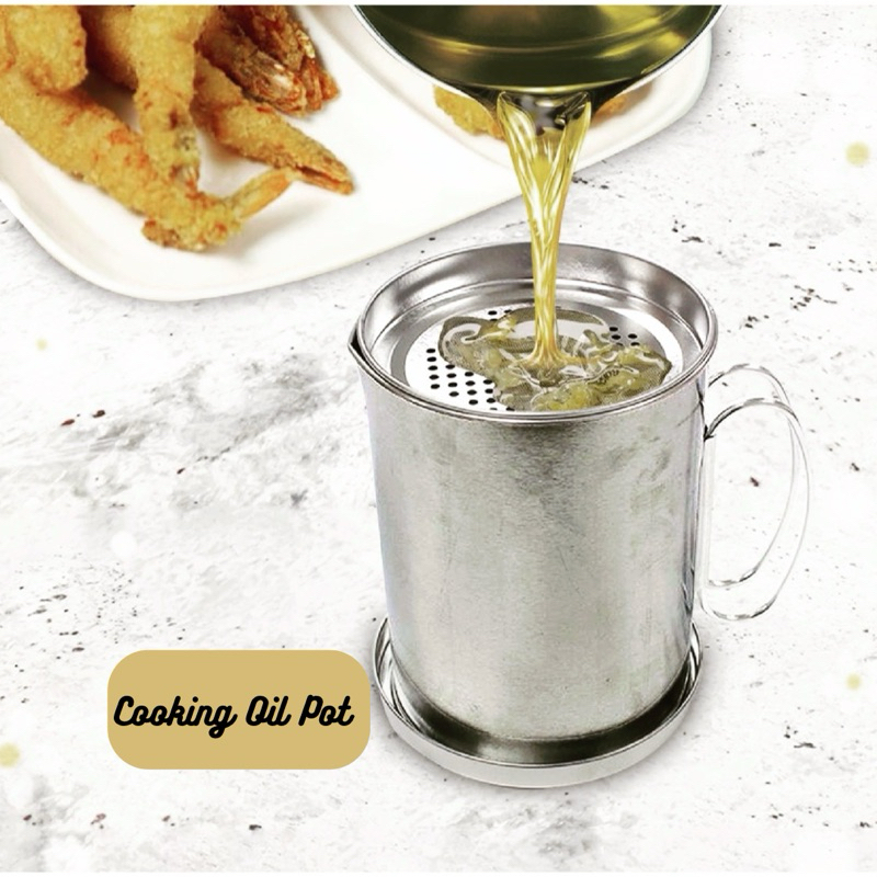 Daiso Round Cooking Oil Pot Container 0.7liter with strainer @ Bekas ...