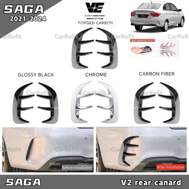 CarRefit Proton Saga mc2 vvt 2022-2024 Car rear bumper canard v2 body ...