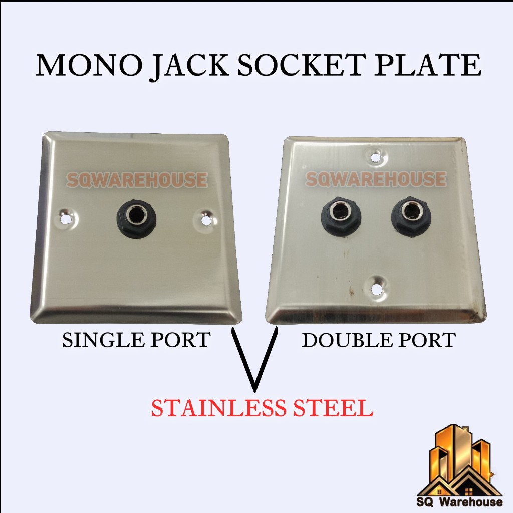 Single / Double Port Mono Jack Socket Wall Plate Stainless Steel With ...
