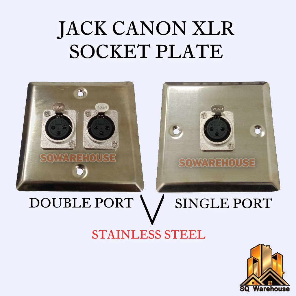 Single / Double Port Jack Canon XLR Mic Socket Wall Plate Stainless ...