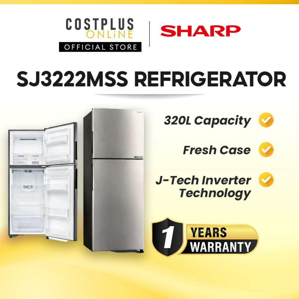 SHARP 320L Fridge Refrigerator 2 Door Fridge J-Tech Inverter Extra Eco ...