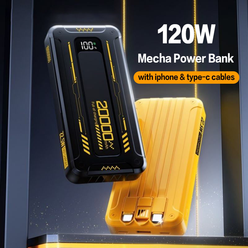 120W/66W Mecha Power Bank 20000mah Super Fast Charger Phone Ultra Thin Portable For Xiaomi ...
