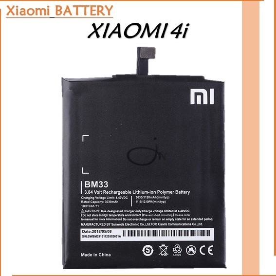 Battery for XIAOMI 4i MODEL CODE :BM33 High Quality Battery Bateri ...