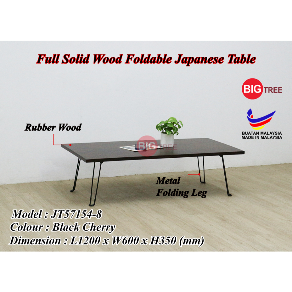 Big Tree Solid Wood Meja Jepun Lipat / Foldable Rubber Wood Japanese ...