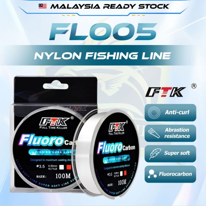 Tali Tangsi FTK Fluocarbon Nylon Fishing Line 100 Meter Soft ...